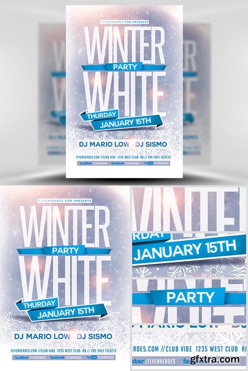 Winter White Party Flyer Template GFxtra Winter White Party Flyer Template GFxtra