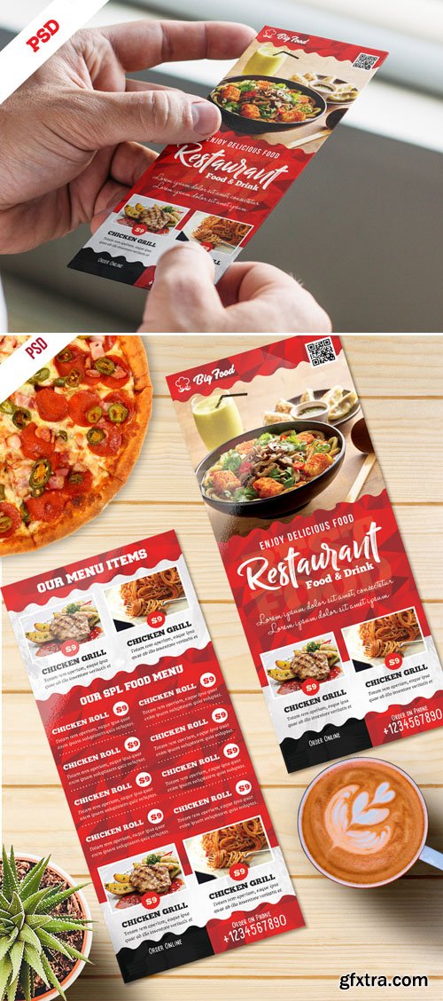 Restaurant Food Menu Card PSD Template GFxtra Restaurant Food Menu Card PSD Template GFxtra