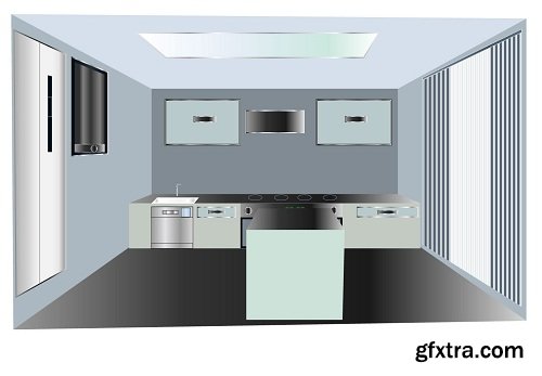 Kitchen interior design in illustrator and Photoshop » GFxtra