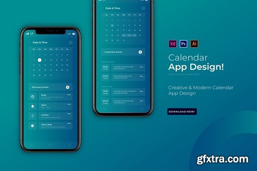 Calendar App Design Template GFxtra Calendar App Design Template GFxtra