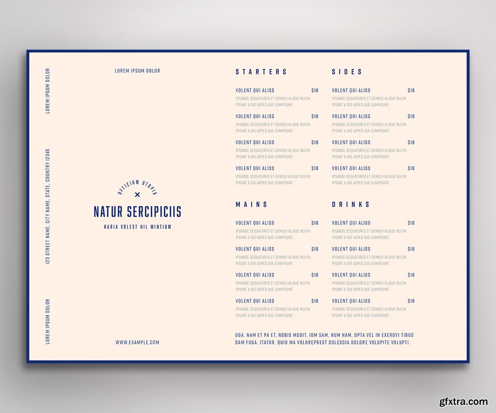 Cream-Colored Menu Layout with Blue Text and Border 328565804 » GFxtra