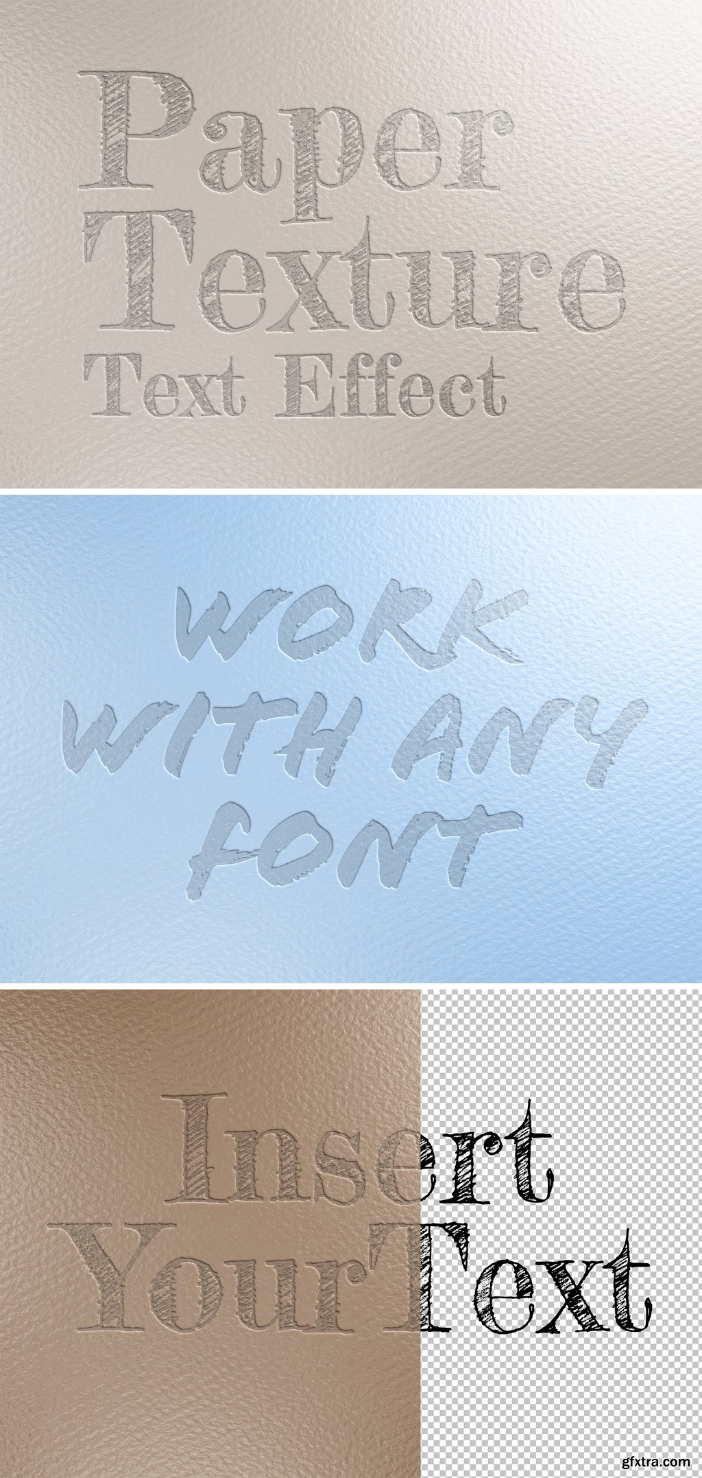 Debossed Text Effect on Paper Sheet Texture Mockup » GFxtra