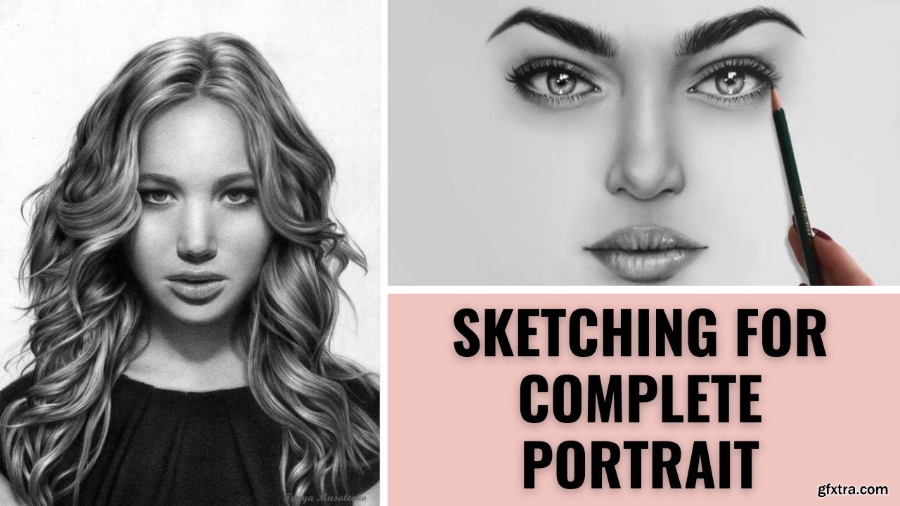In-Depth pencil art: Sketching complete portrait with eyes, nose, ears ...