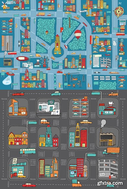 Cartoon city map » GFxtra