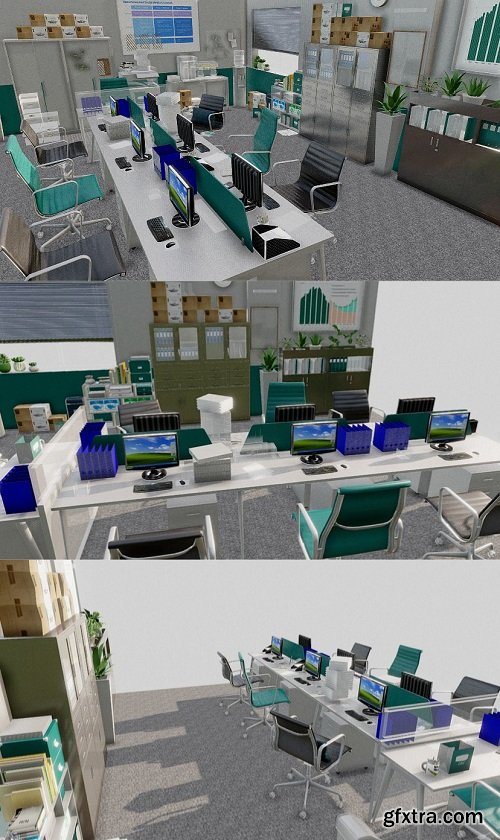 Modern office 3D Model » GFxtra