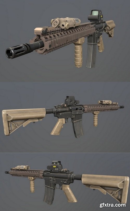 Assault rifle M4A1 3D Model » GFxtra